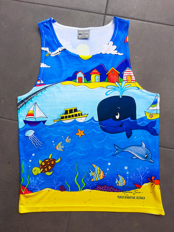 Whale Town Singlet – Art by Rebecca Jane